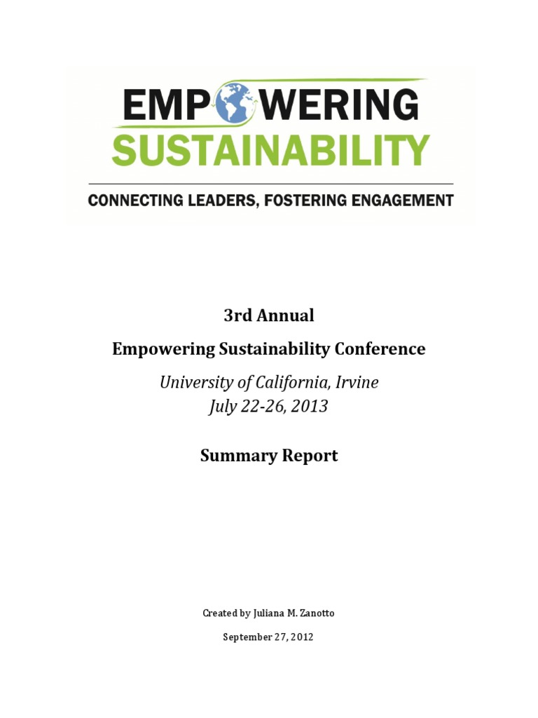 2013 Conference Summary Report | PDF | Sustainability | Blog