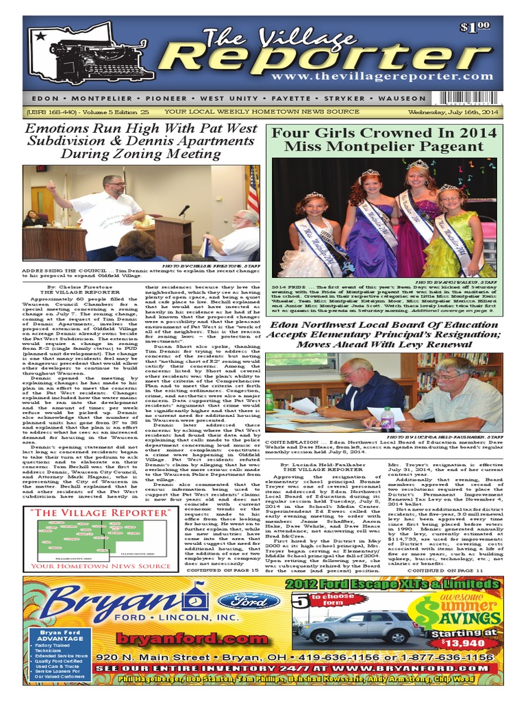 The Village Reporter - July 16th, 2014 | PDF | Newspapers | Flooring