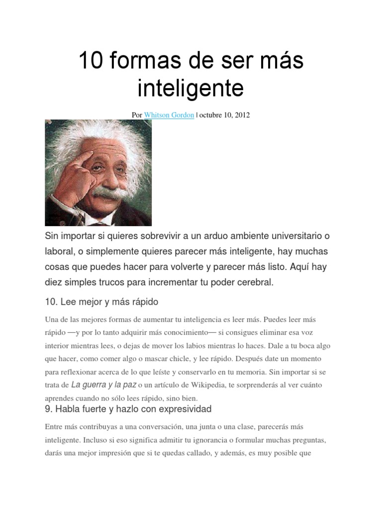 10 Formas de Ser Mas Inteligente | PDF | Cerebro | Mente