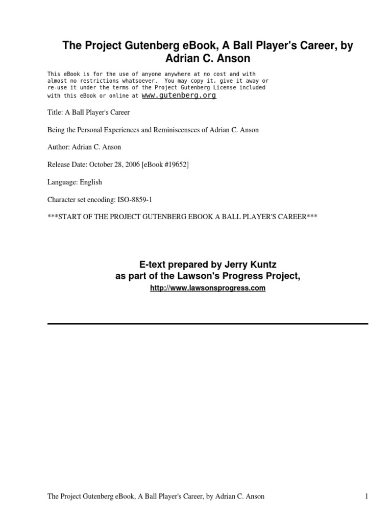 A Ball Player's Career Being The Personal Experiences and ...