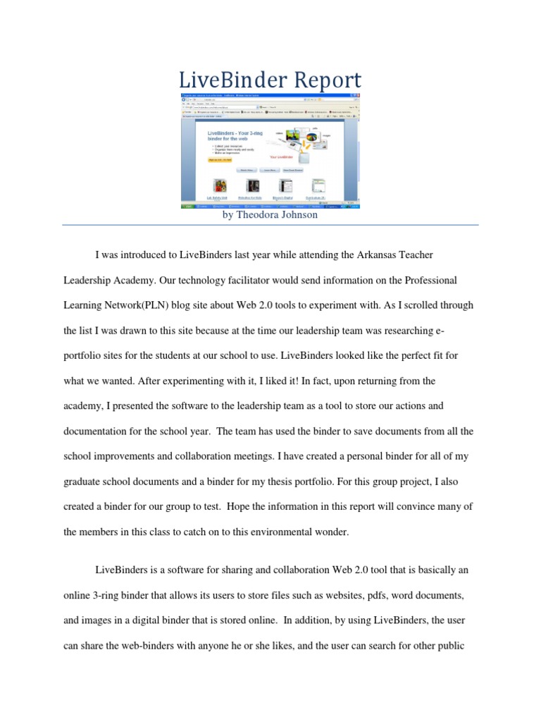 LiveBinder Report 6912 Ed 1 | PDF | Web Browser | Tab (Gui)