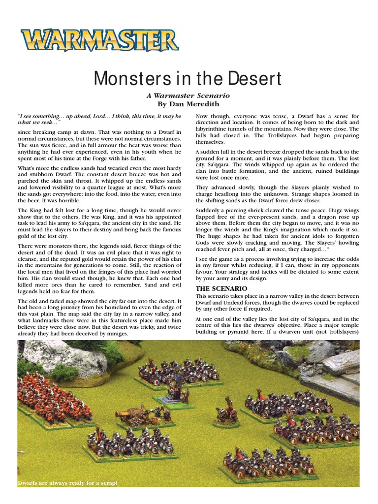 Warmaster Monster Desert | PDF | Dwarf (Dungeons & Dragons) | Leisure