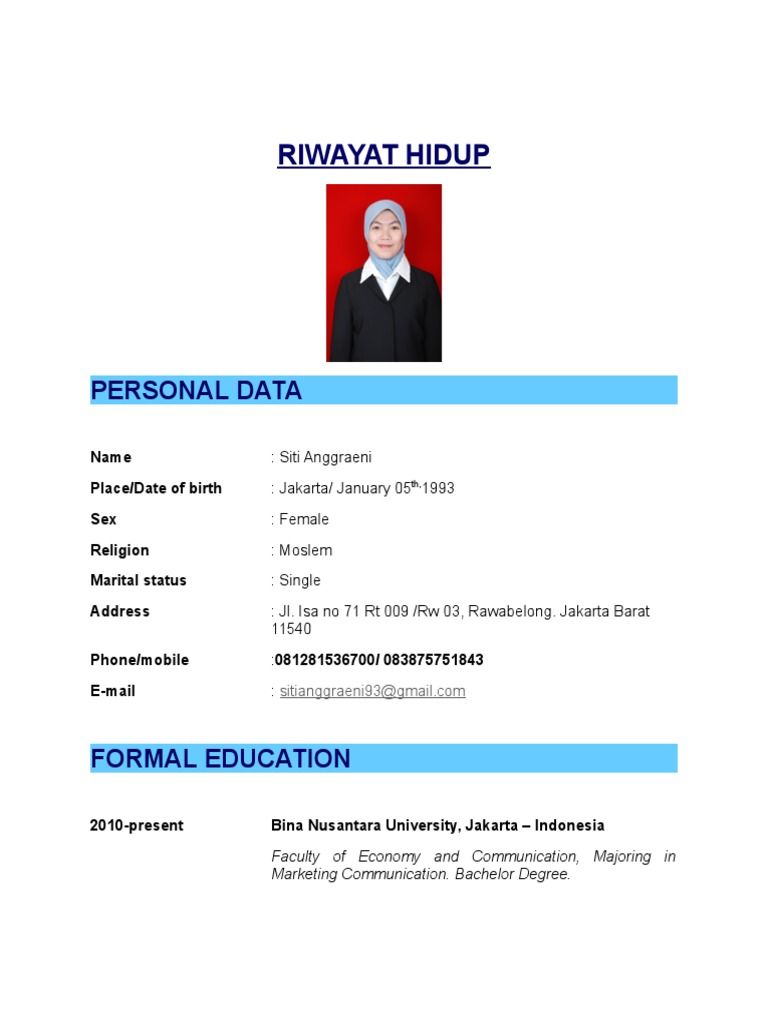 Riwayat Hidup: Personal Data | PDF | Career & Growth