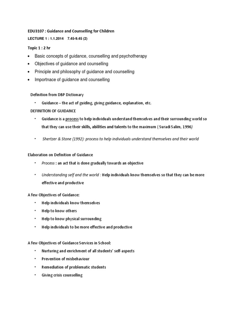 TOPIC 1 - Basic Concept of Guidance and Counselling | PDF | School ...
