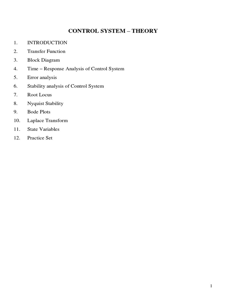 Control System Theory | PDF | Control Theory | Electrical Engineering