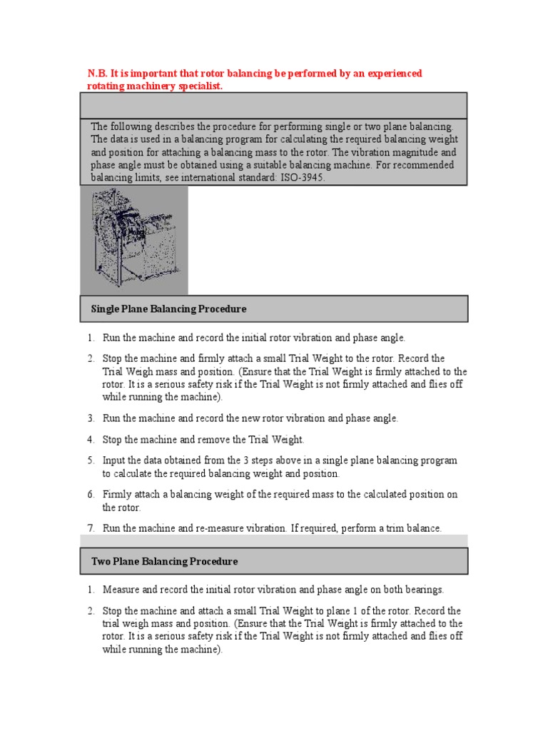 Balancing Procedure Pdf Mass Machines