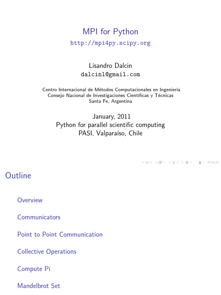 Lisandro Dalcin Mpi4py | PDF | Message Passing Interface | Software Engineering