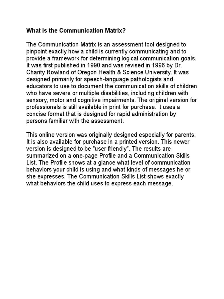 What Is The Communication Matrix | PDF