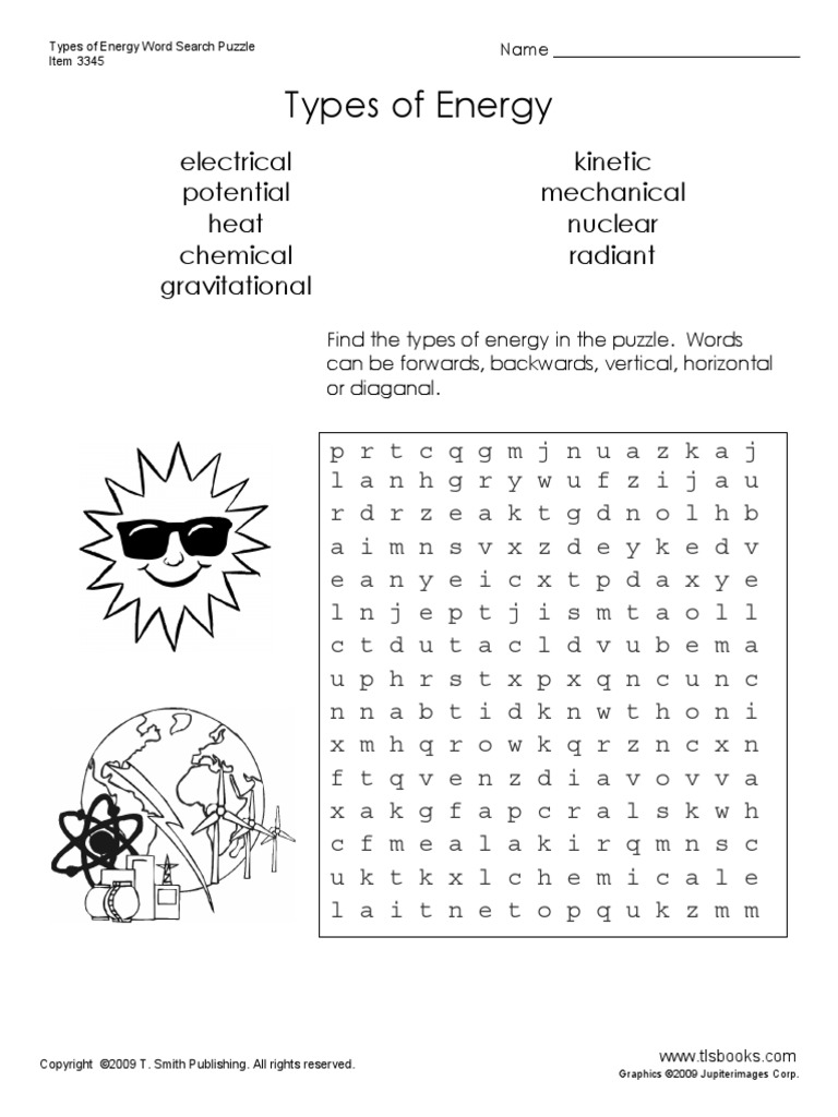 Types of Energy Word Search | PDF