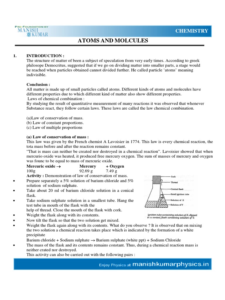 Atoms and Molecules | PDF | Ion | Valence (Chemistry)