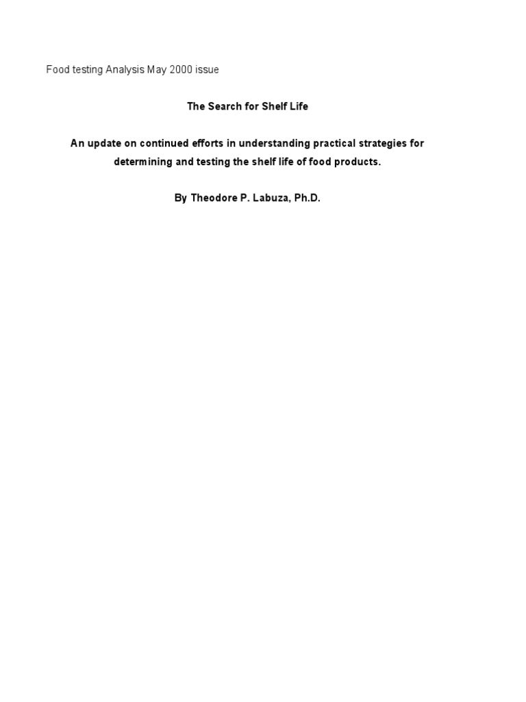 Labuza Method for Shelf Life Testing | PDF | Reaction Rate | Shelf Life