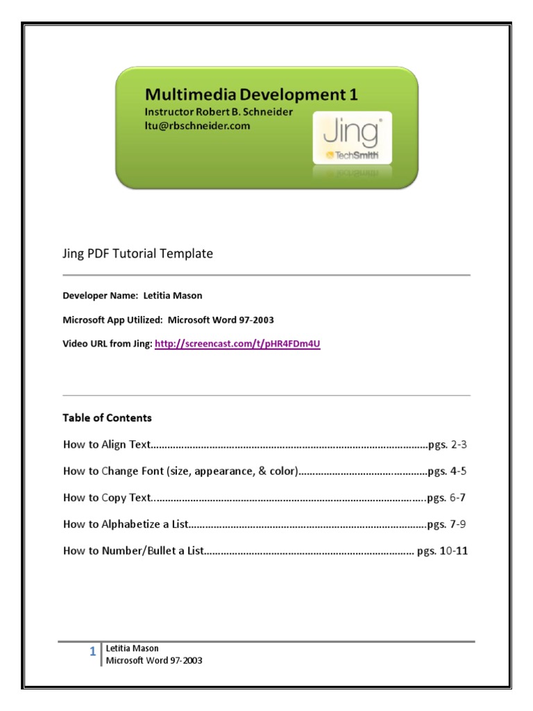 Jing PDF Tutorial Template | PDF | Microsoft Word | Ellipsis