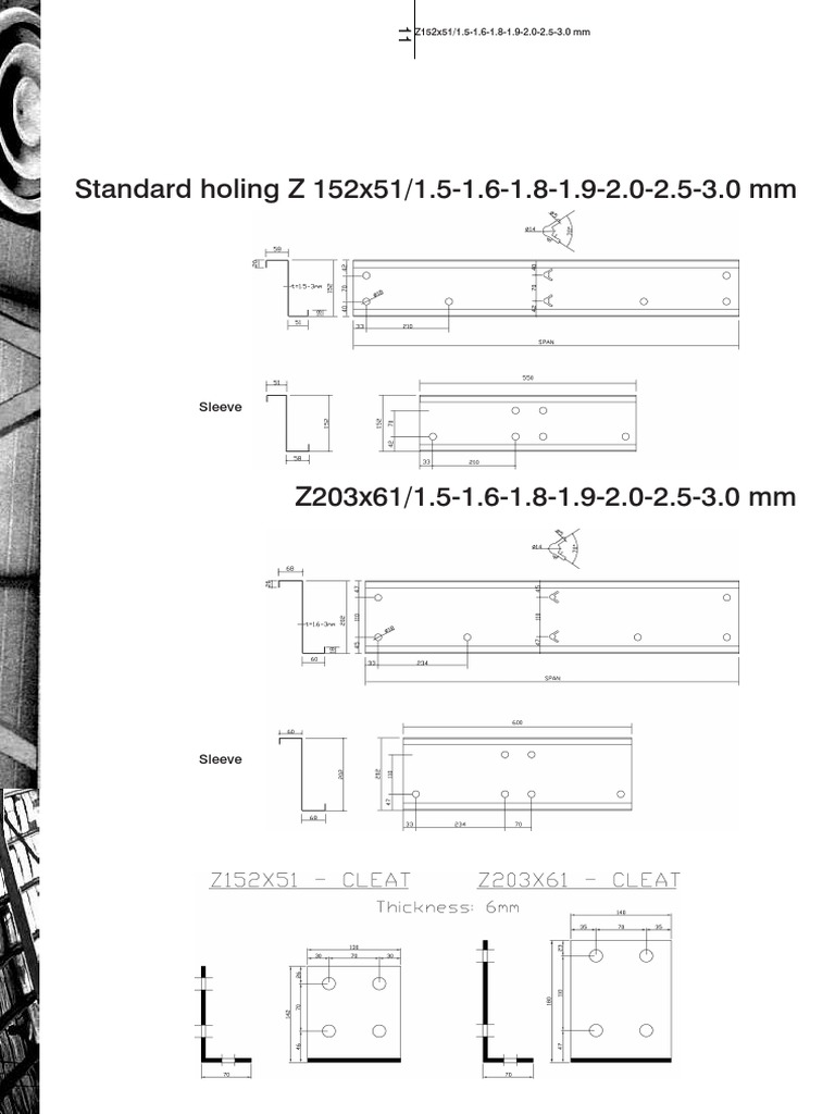 Z Purlin Load Tables and Specifications | PDF