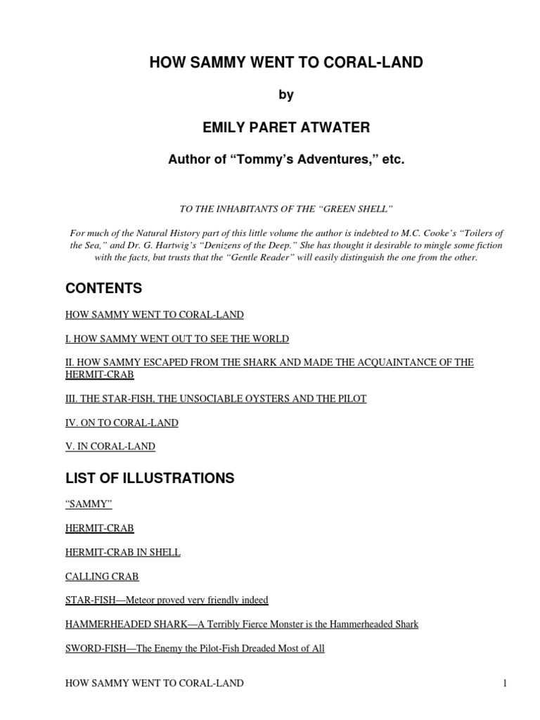 How Sammy Went To Coral-Land by Atwater, Emily Paret | PDF | Nature