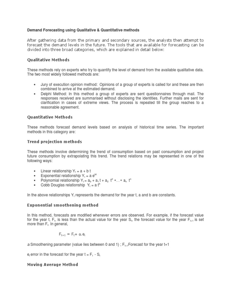 Demand Forecasting Methods Explained | PDF | Forecasting | Analysis