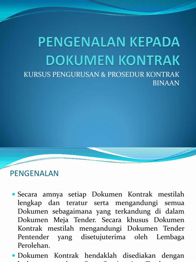 Pengenalan Kepada Dokumen Kontrak | PDF
