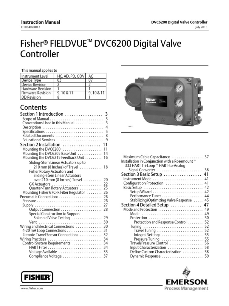 Fisher 6200 Digital Positioner Installation and Operating Manual | PDF ...