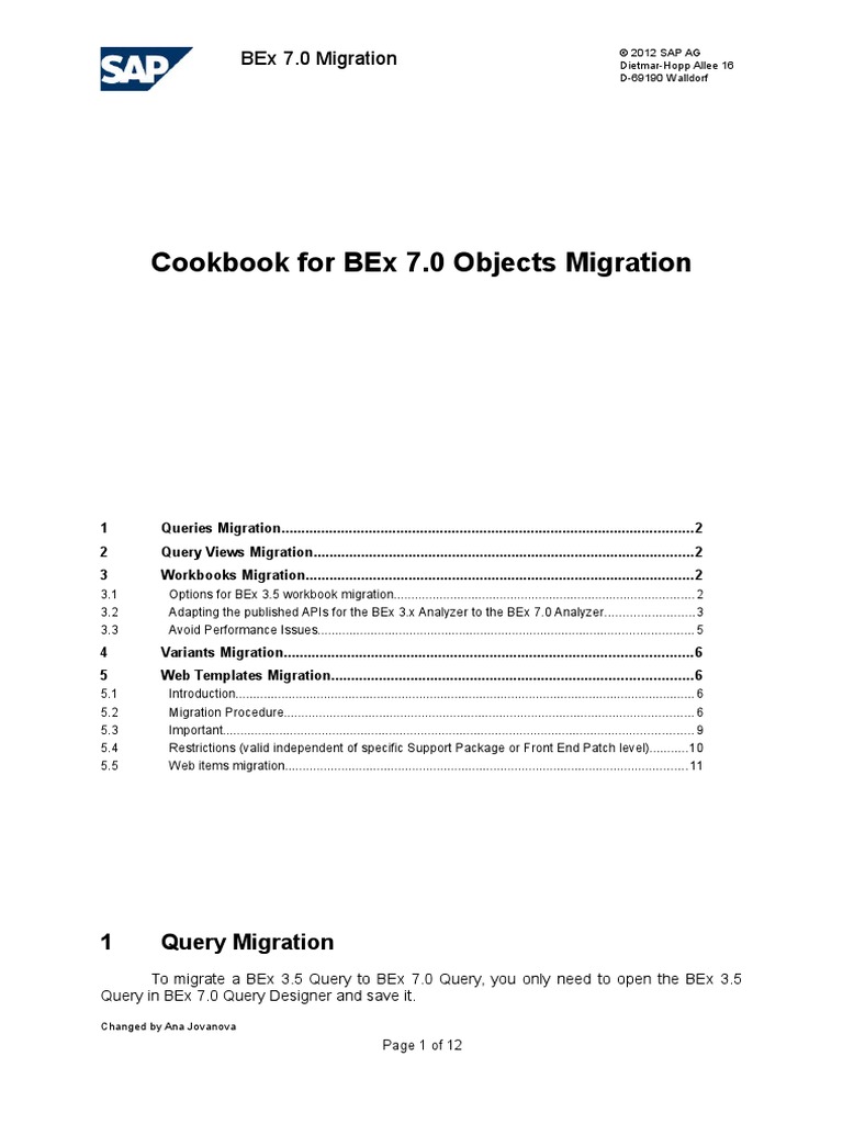 Cookbook For BEx Migration | PDF | Computers