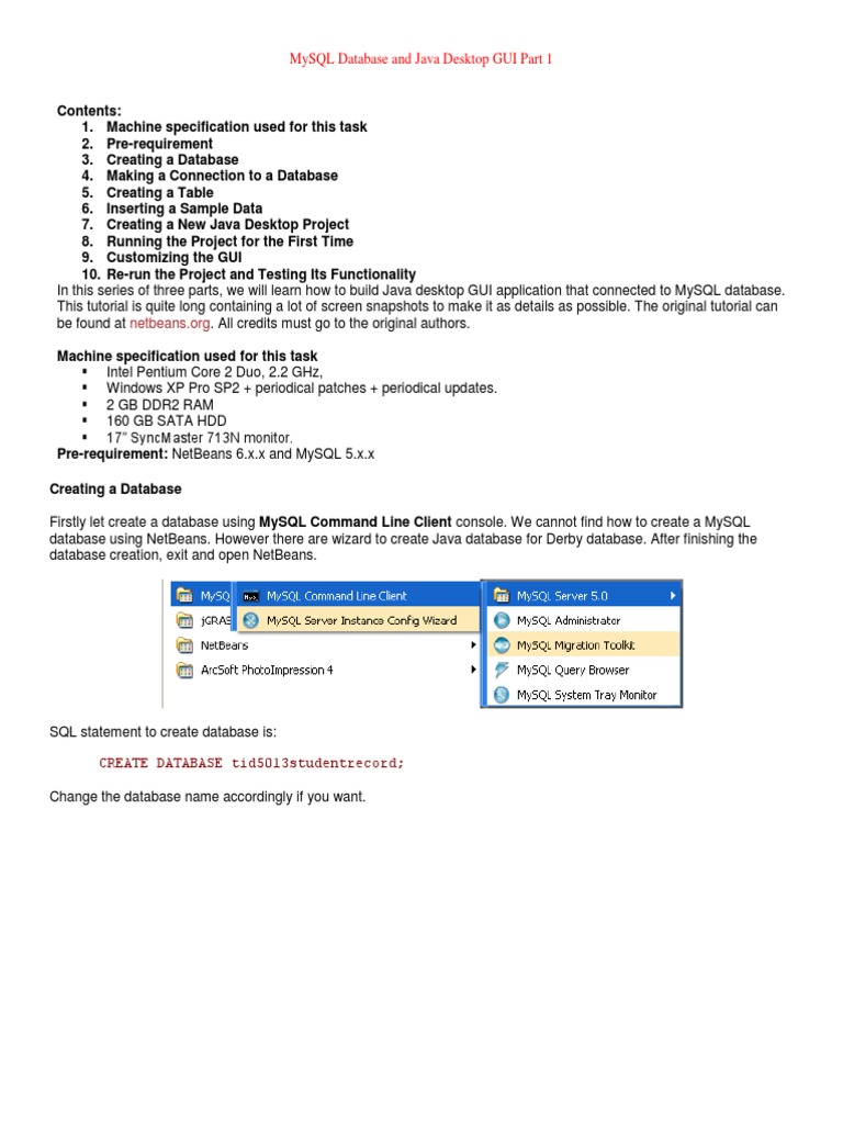 MySQL Database and Java Desktop GUI Part 1 | PDF | Graphical User ... MySQL Database and Java Desktop GUI Part 1 | PDF | Graphical User ...