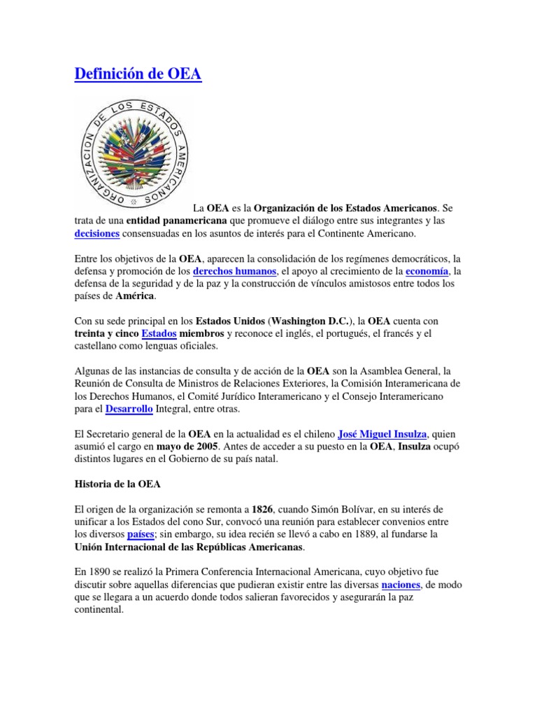 Definición y Significado de OEA | PDF | Relaciones internacionales ...