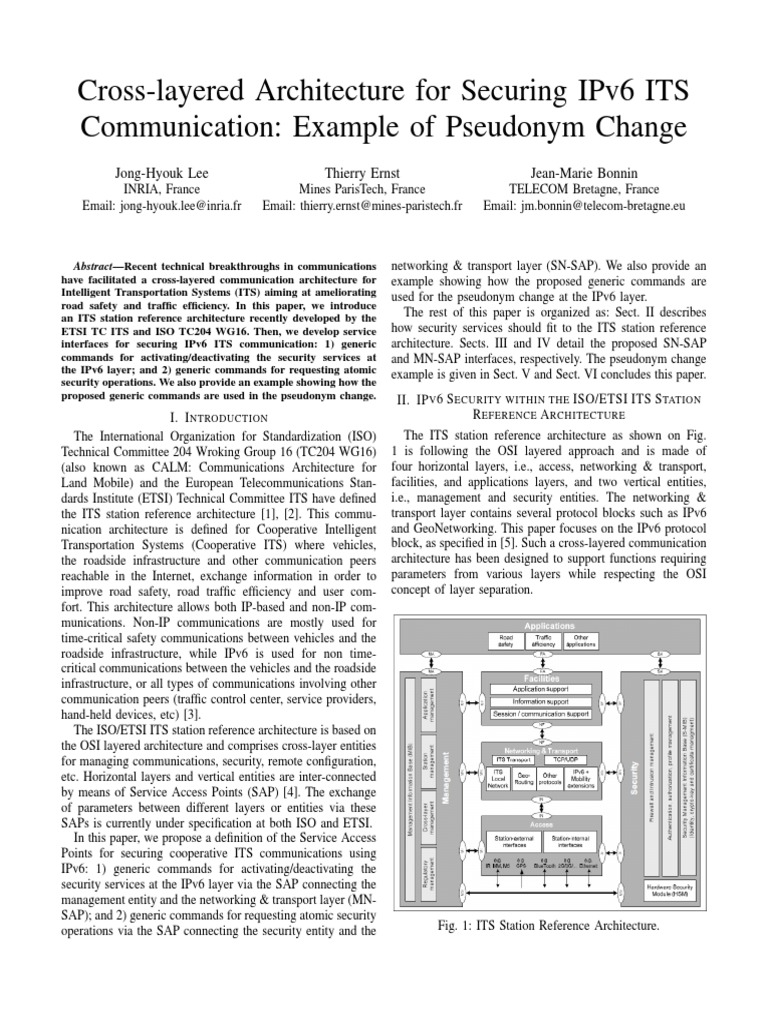 Cross-Layered Architecture For Securing Ipv6 Its Communication: Example of Pseudonym Change ...