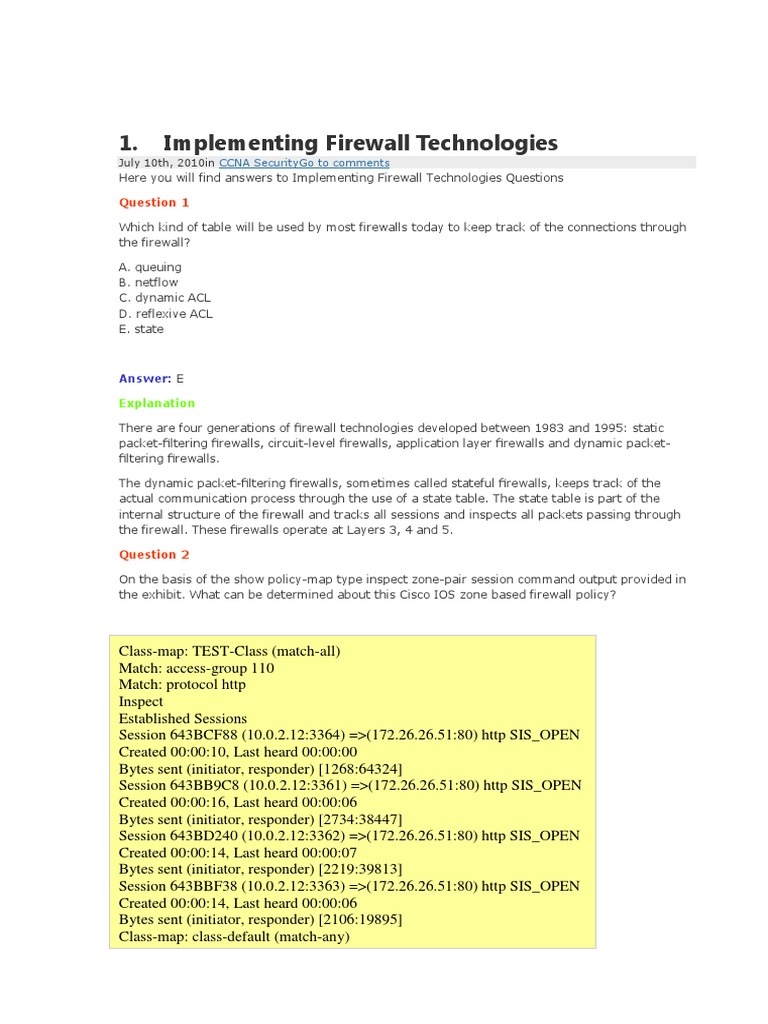 Implementing Firewall Technologies Pdf Firewall Computing