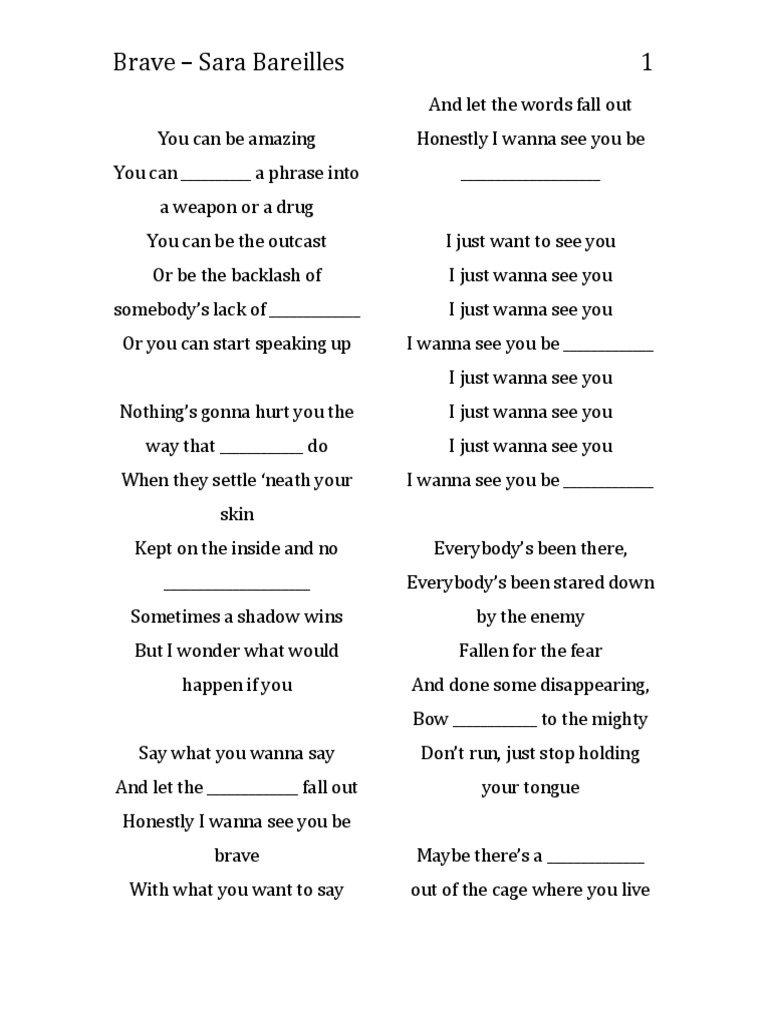 Brave - Sara Bareilles 1 | PDF | Self-Improvement | Lifestyle