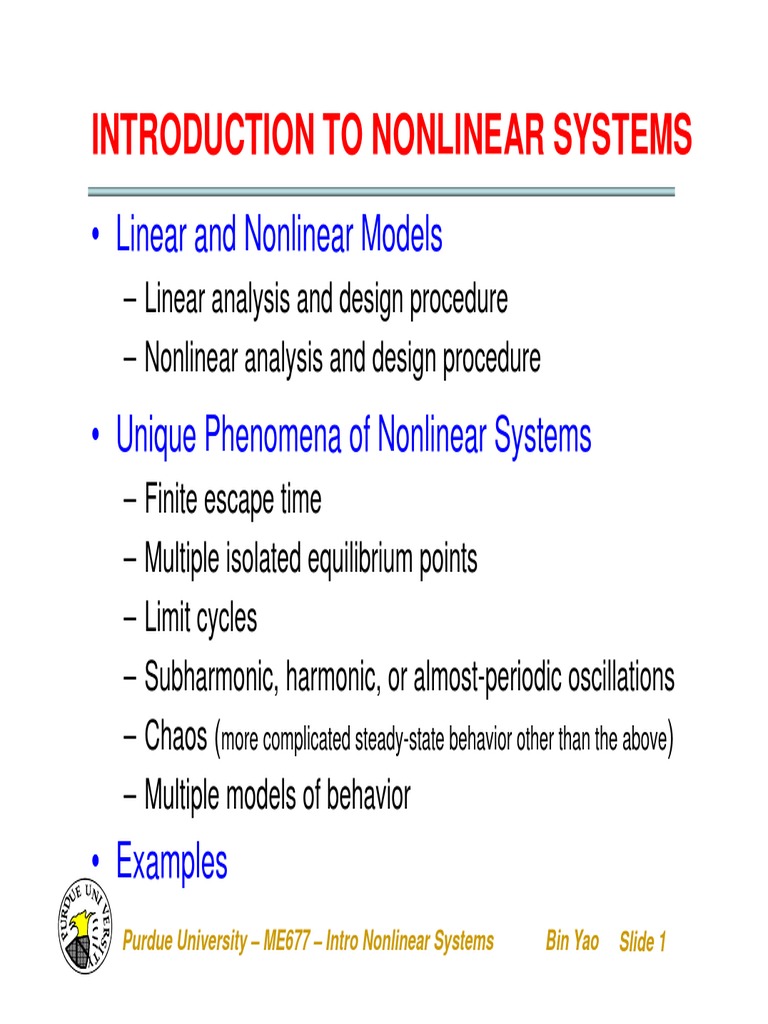Introduction To Nonlinear Systems: - Linear and Nonlinear Models | PDF