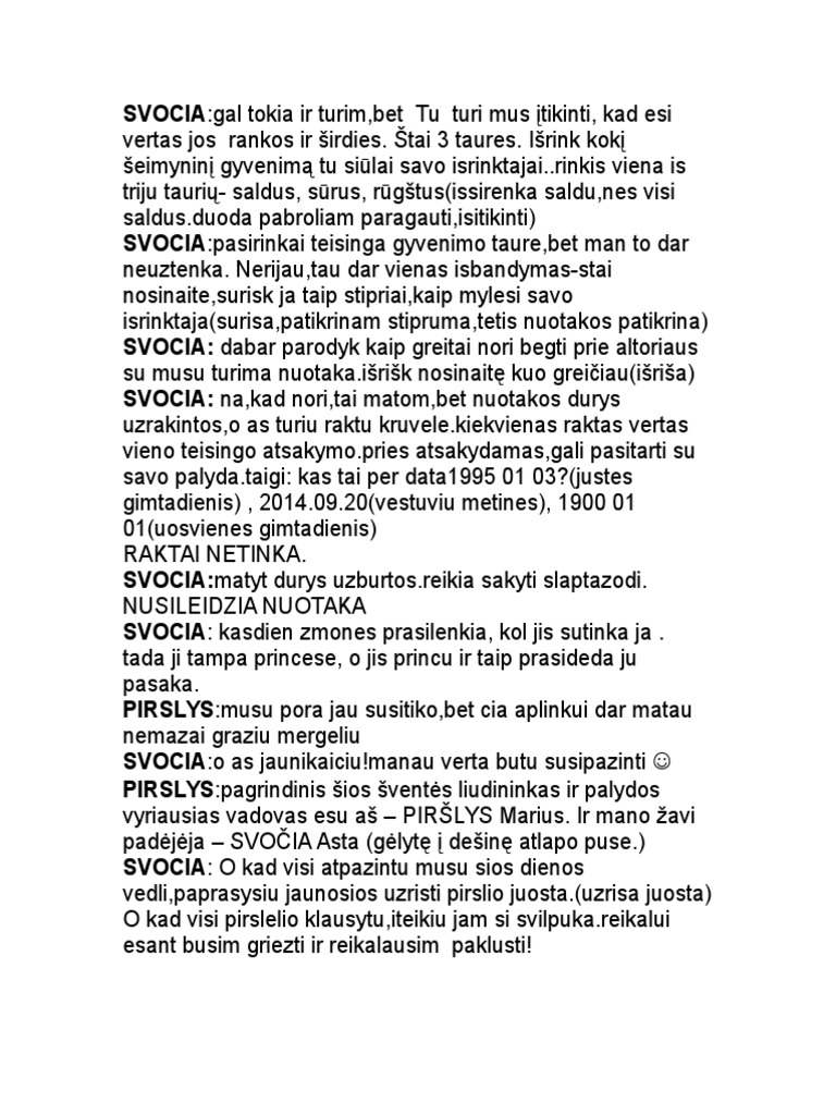 Vestuviu Scenarijus X2 | PDF