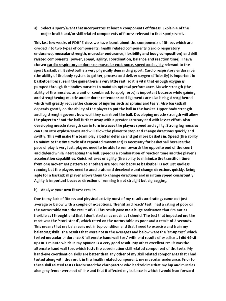 Pdhpe Assessment Task 3 | PDF | Physical Fitness | Flexibility (Anatomy)