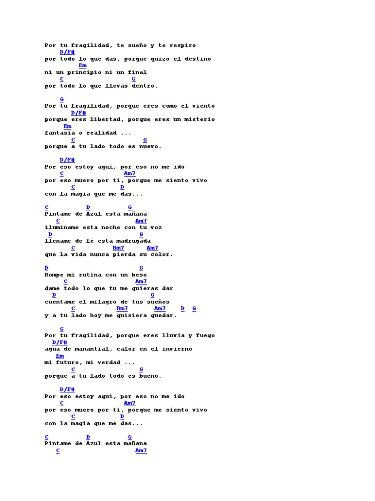 Pintame de Azul Acordes | PDF