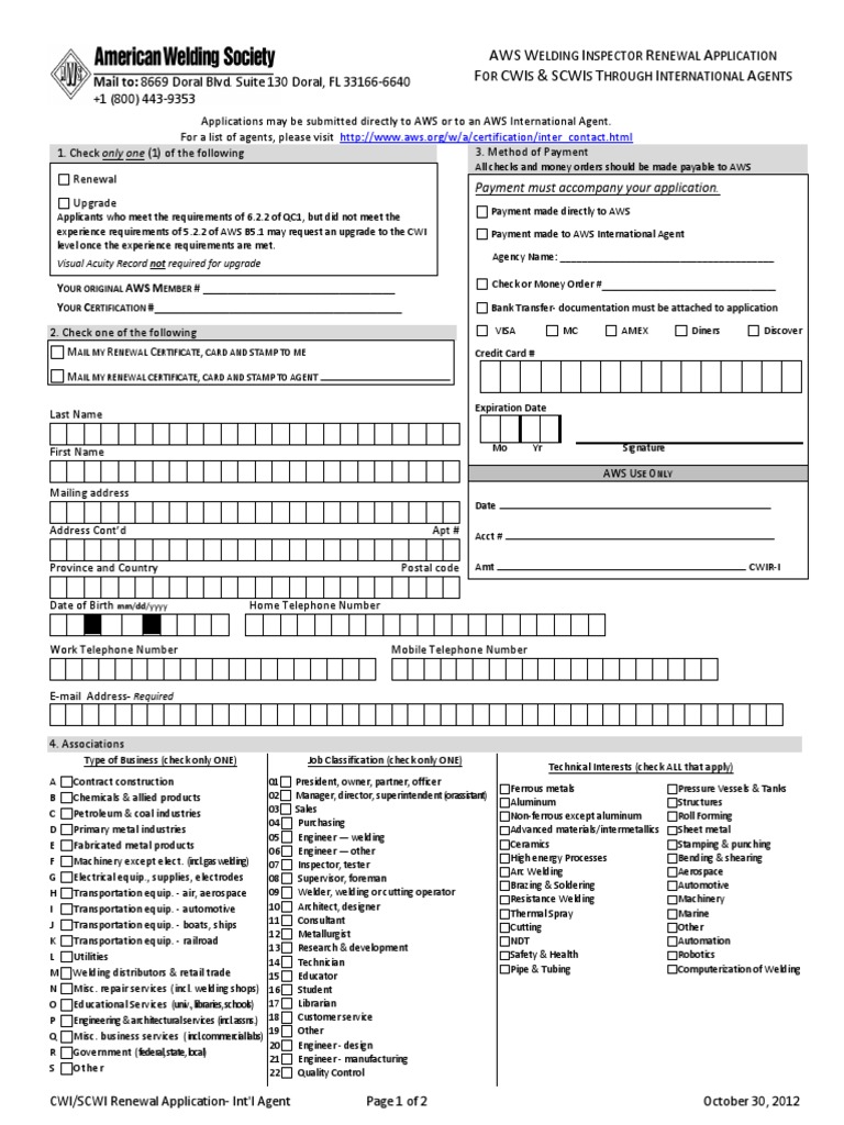 AWS CWI Renewal | PDF | Notary Public | Welding