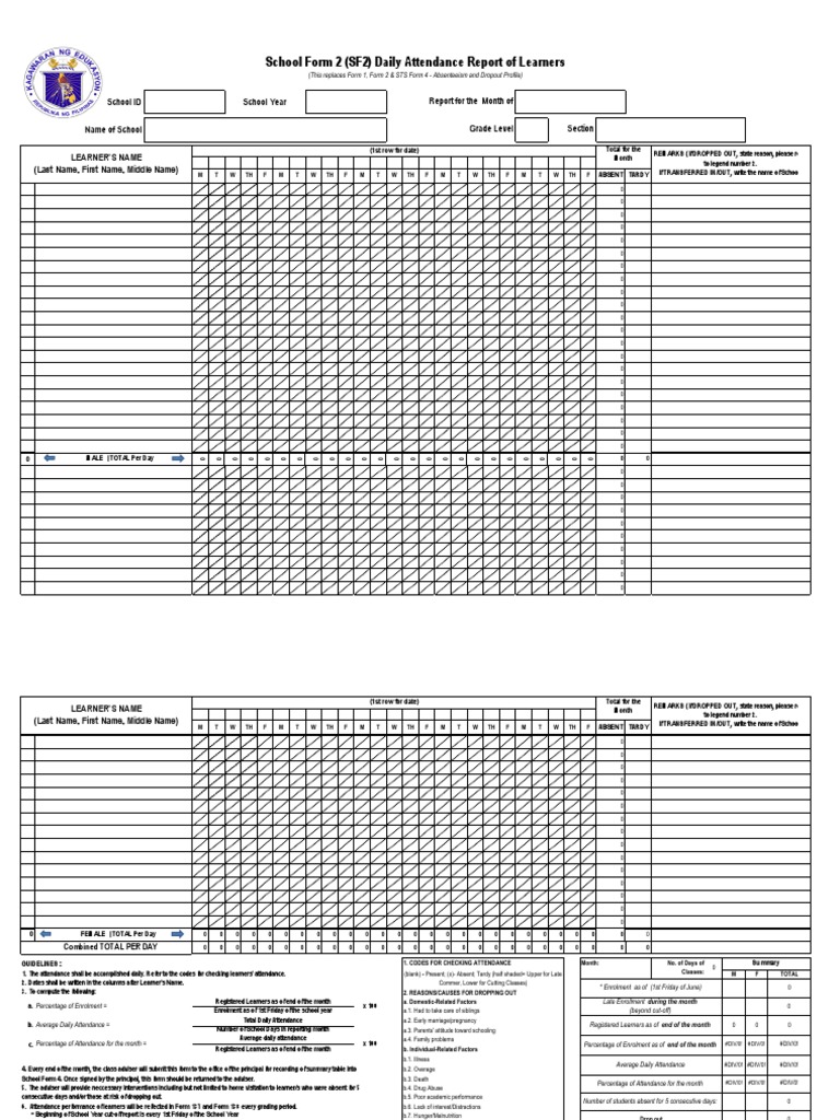 SF2 With Complete Formula REVISED | PDF | High School Dropouts | Schools