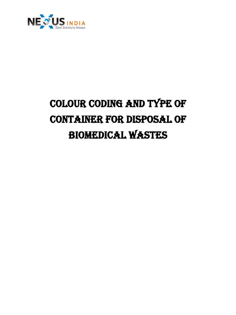 Biomedical Waste Management Colour Coding | PDF