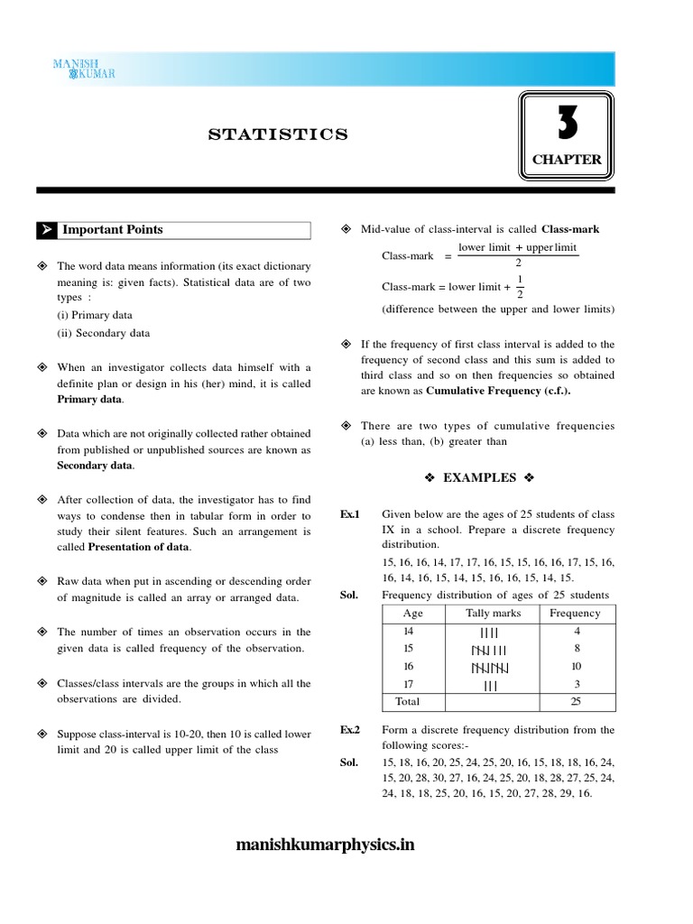 Statistics | PDF | Arithmetic Mean | Median
