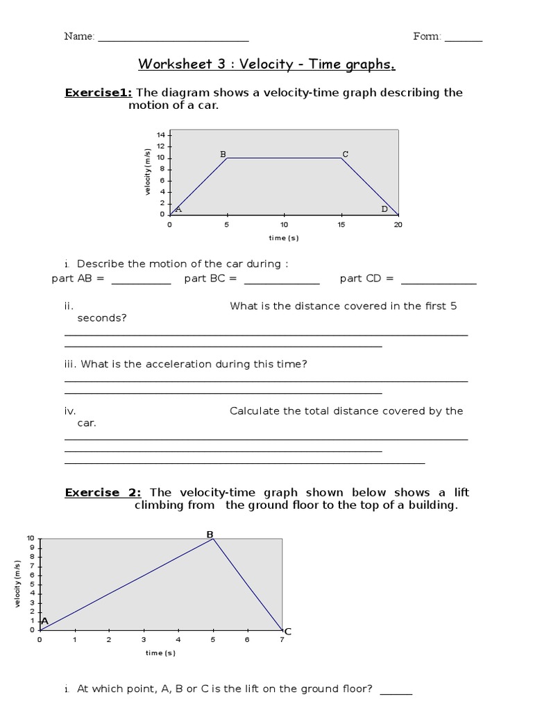 Velocity-Time Graphs Worksheet | PDF | Computers