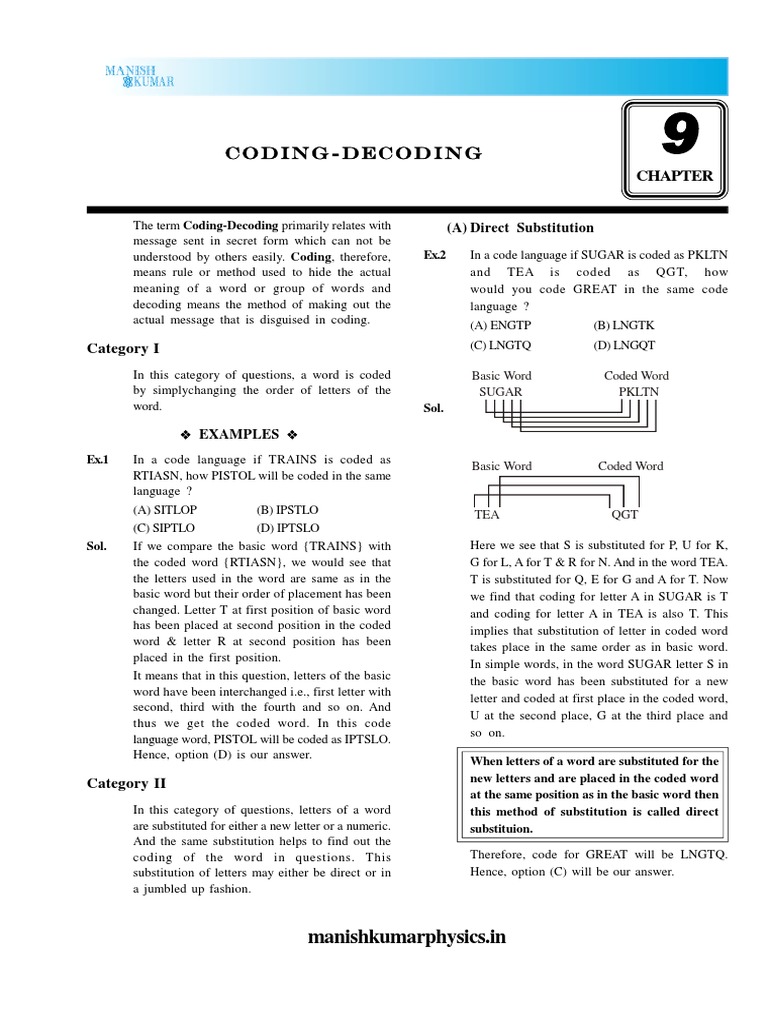 9 Coding Decoding | PDF | Dollar | Linguistics