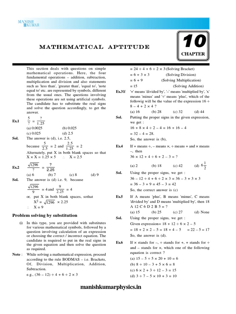 10 Mathematical Aptitude | Multiplication | Algebra
