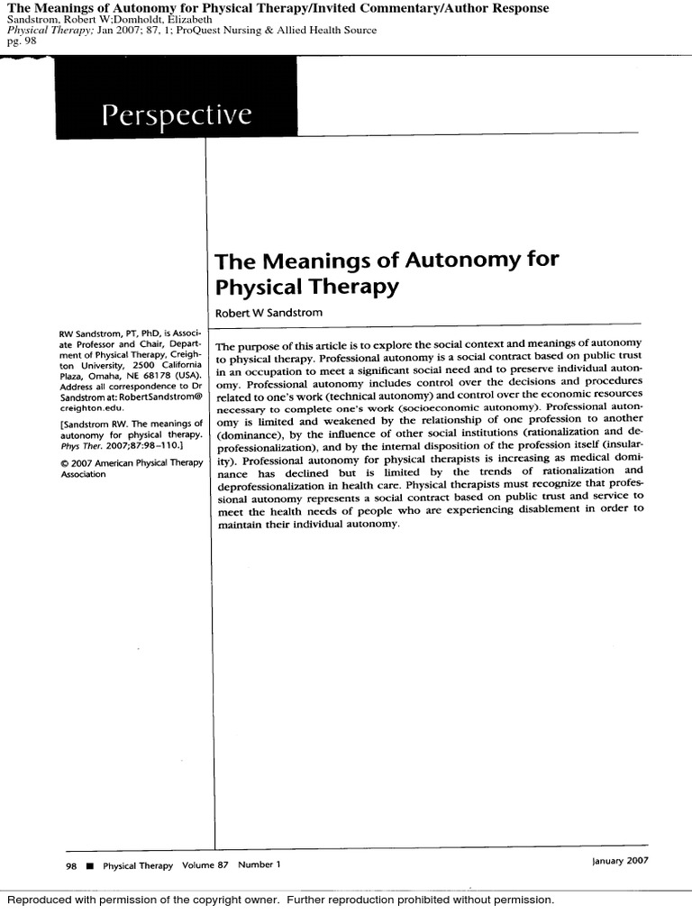 Professional Autonomy | PDF | Self-Improvement