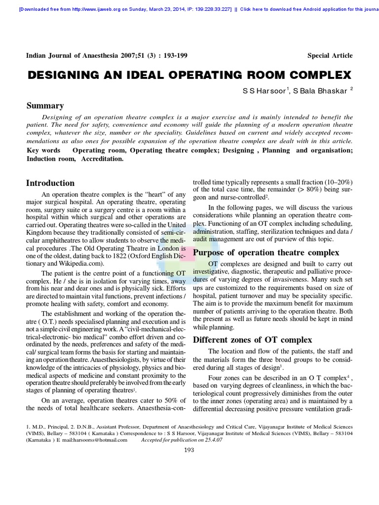 Designing Ideal Operating Room Complex | PDF | Lighting | Joint Commission