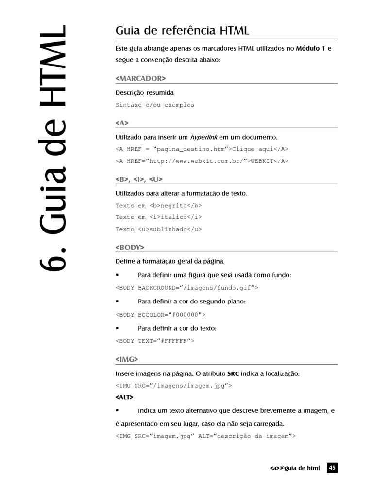 Módulo 1 - Guia de Referência Rápida de HTML | PDF | Html | Informática