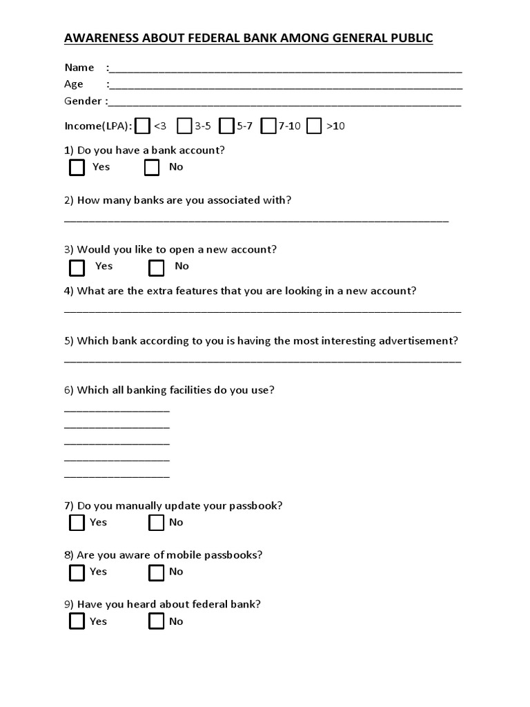 Federal Bank Awareness Survey Insights | PDF