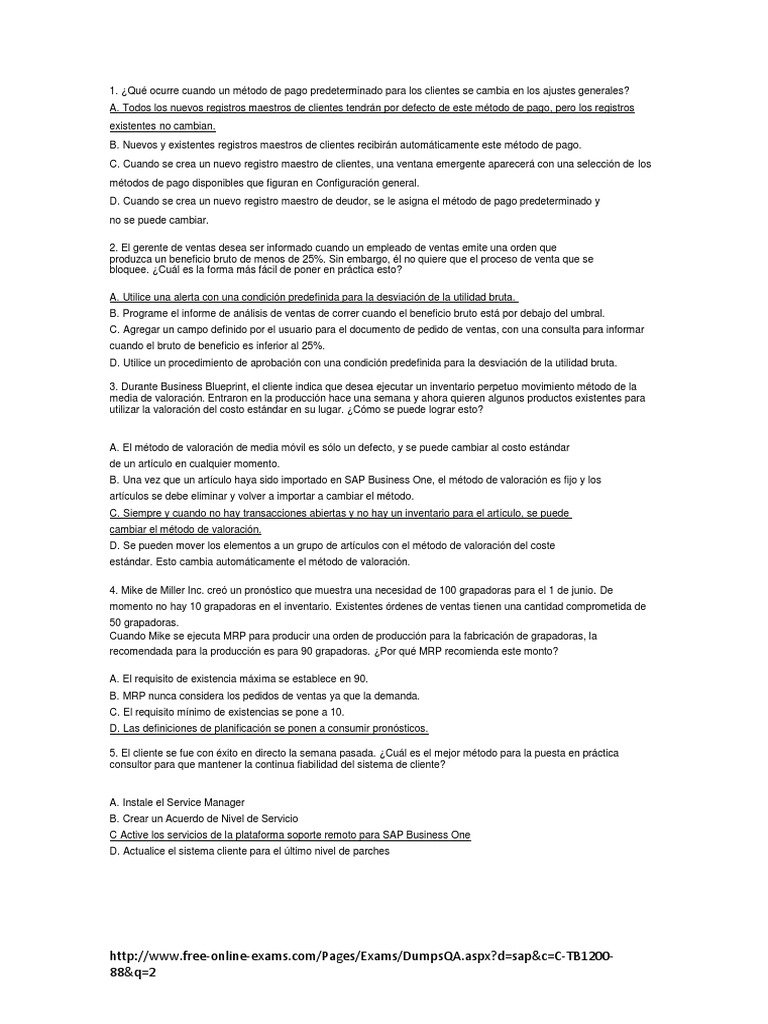 20 Preguntas SAP | PDF | Sap Se | Inventario