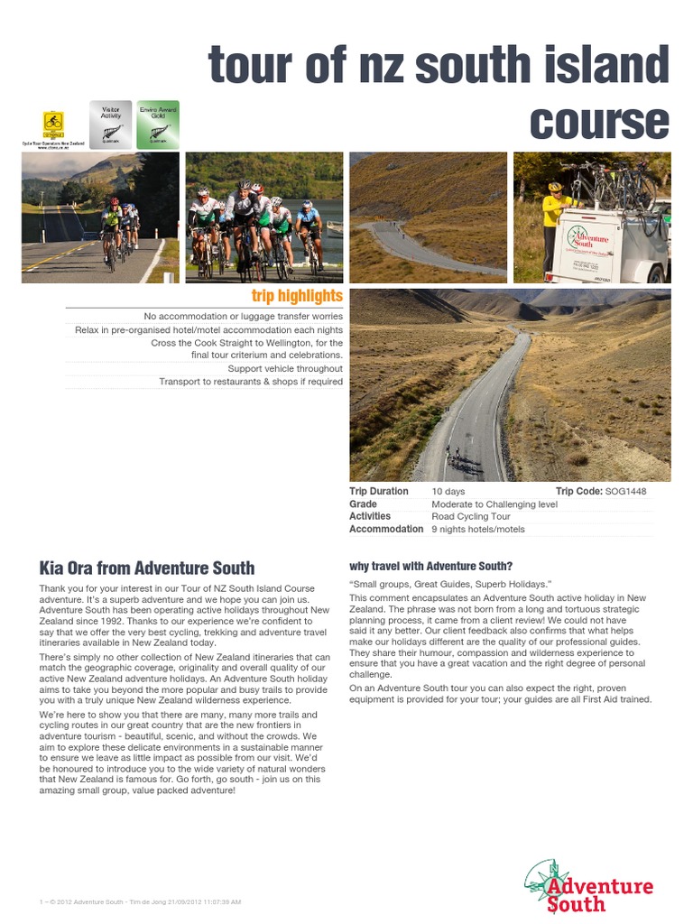TourNZ SI Course-With Prices | PDF | Climate | New Zealand