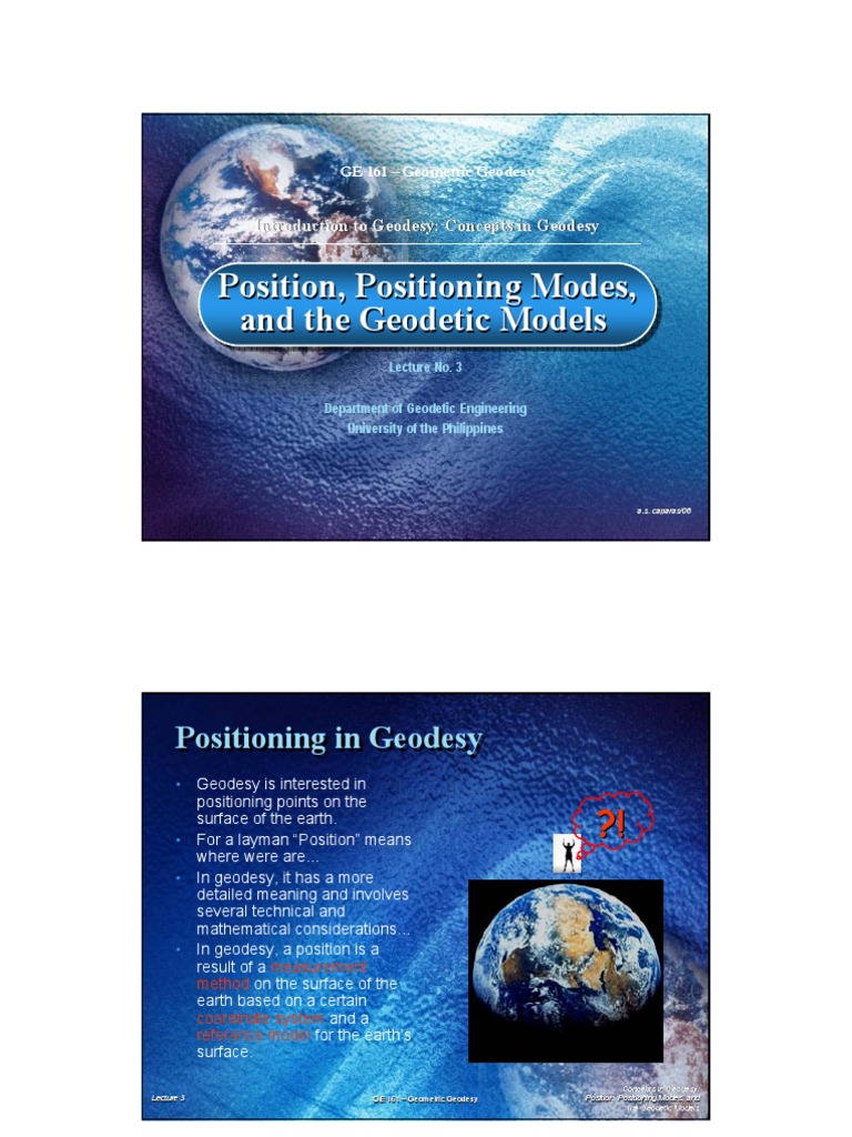Position, Positioning Modes, and The Geodetic Models | PDF | Geodesy ...