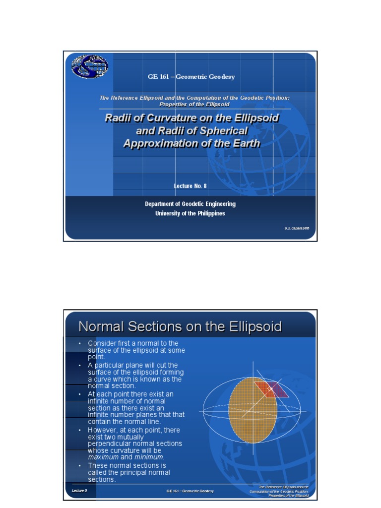Normal Sections On The Ellipsoid | PDF | Geodesy | Sphere