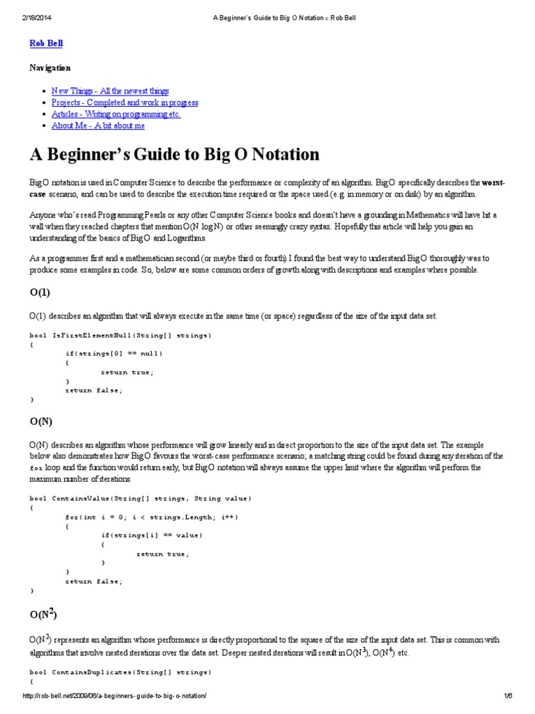 A Beginner's Guide To Big O Notation Rob Bell | Download Free PDF | Logarithm | Time Complexity
