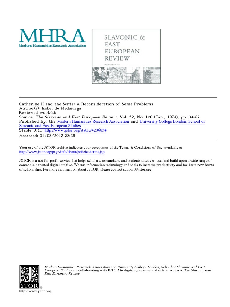 Catherine II's Serfdom Policies Reexamined | PDF | Serfdom