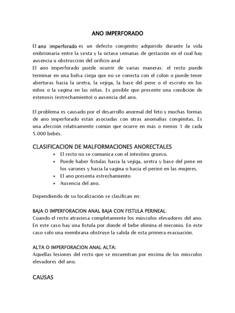 Ano Imperforado para Pae | PDF | Vagina | Heces