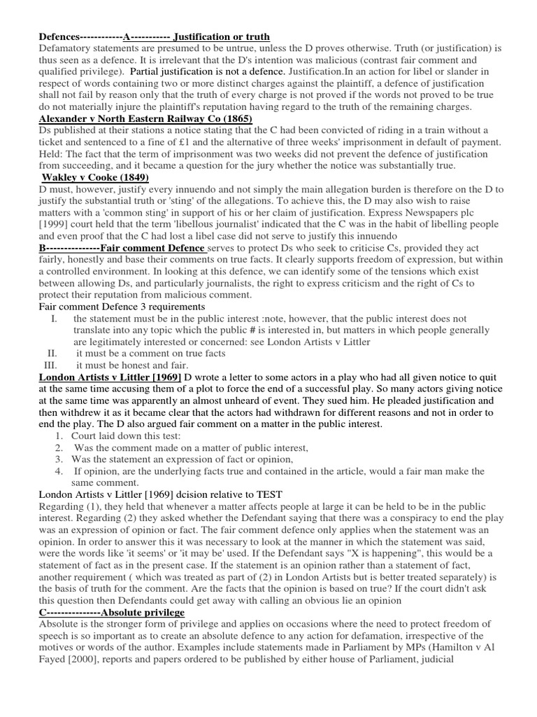 Defamation Defences 1 | PDF | Defamation | Public Sphere